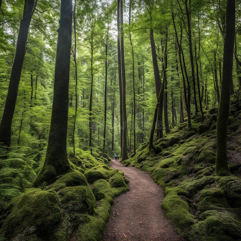 A long path in a wood stock image. Image of dark, landscape - 325060387