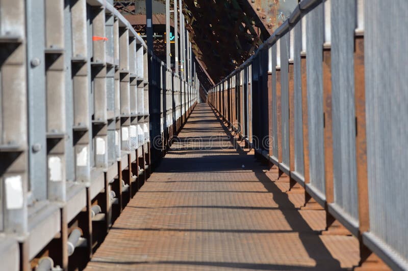 Long Pedestrian Catwalk on Quebec Bridge Stock Photo - Image of ...