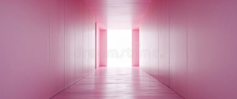 A Long Pink Hallway Leads Toward the Bright White Light Stock Image ...