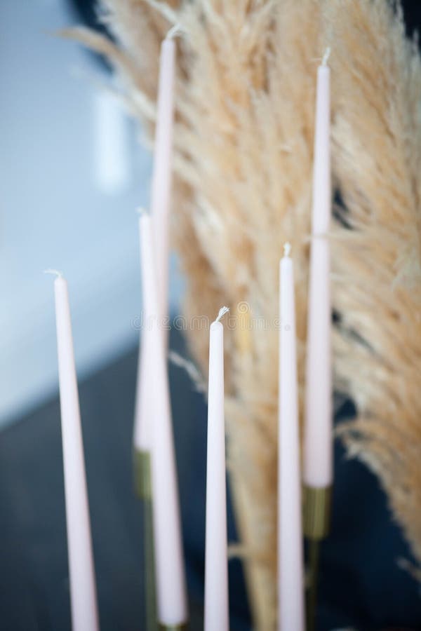 Long Handmade Candles in a Candlestick Stock Image - Image of love ...