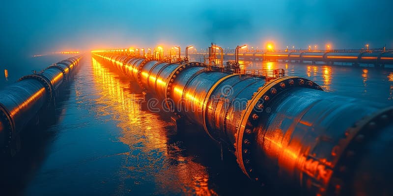 Long Pipe with Orange Lights on it Stock Photo - Image of pollution ...