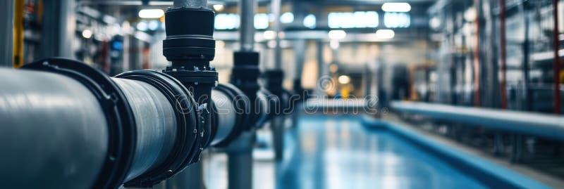 Long Pipes are Arranged in a Factory Setting Featuring a Blue Floor ...