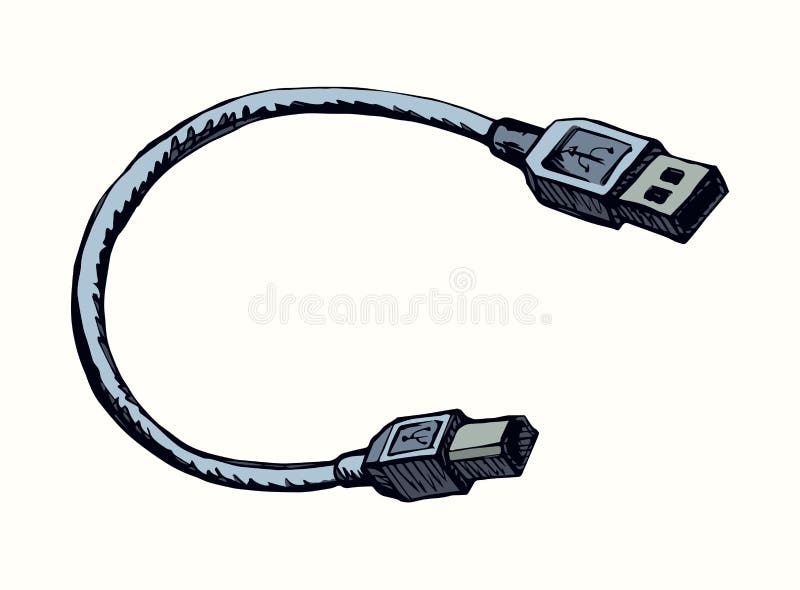 Cord for Charging the Phone. Vector Drawing Stock Vector - Illustration ...
