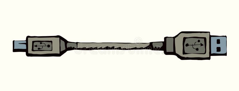 Cord for Charging the Phone. Vector Drawing Stock Vector - Illustration ...