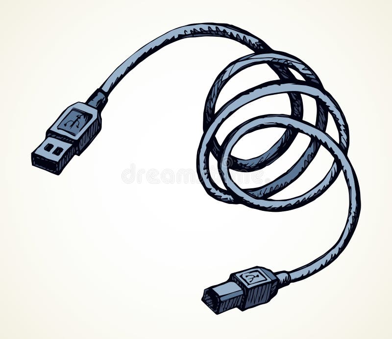 Cord for Charging the Phone. Vector Drawing Stock Vector - Illustration ...