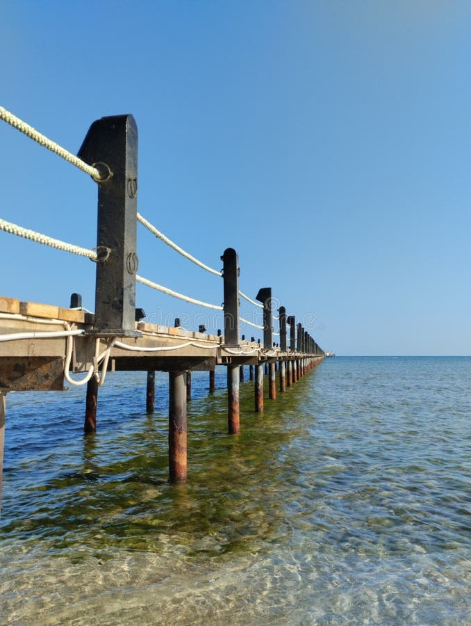 Long Pontoon Bridge Extending into the Sea, Open Sea, Sea Coast ...