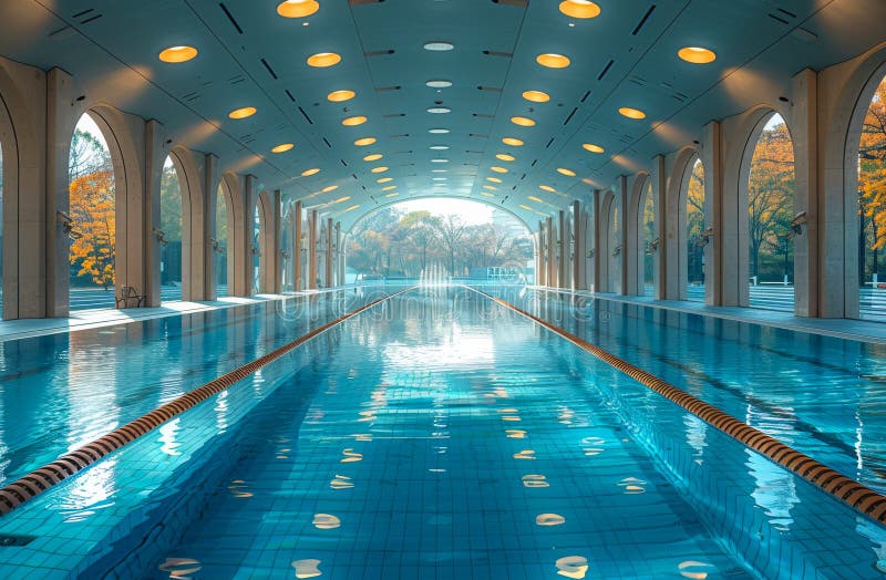 A Long Pool with a Lot of Light Shining on it Stock Image - Image of ...