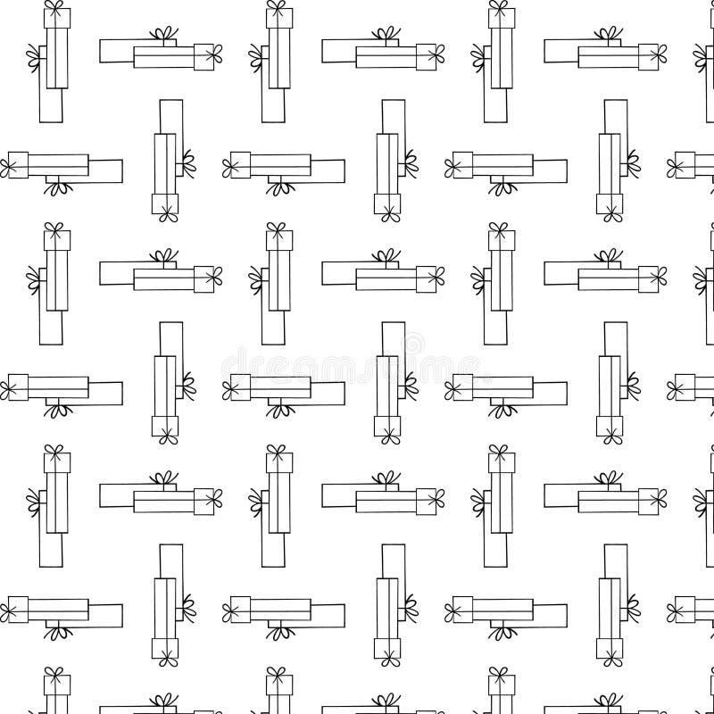 Long Present Boxes Square Composition Seamless in Black on White Stock ...