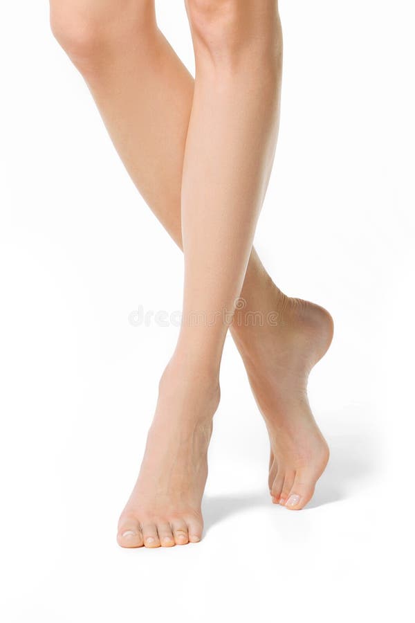 Long Pretty Woman Legs Isolated on White Stock Photo - Image of cleanse ...