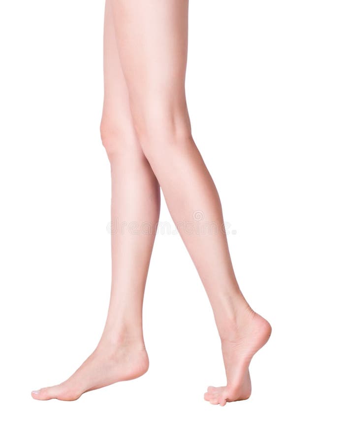 Long Pretty Woman Legs Isolated on White Stock Photo - Image of purity ...