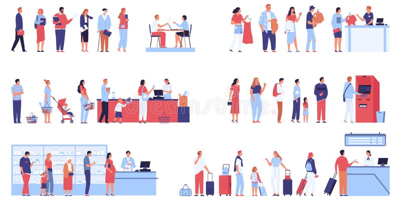Long Queue People Set stock vector. Illustration of adult - 232106096