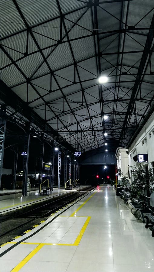 Long and Quite Train Station at Dawn Editorial Image - Image of station ...