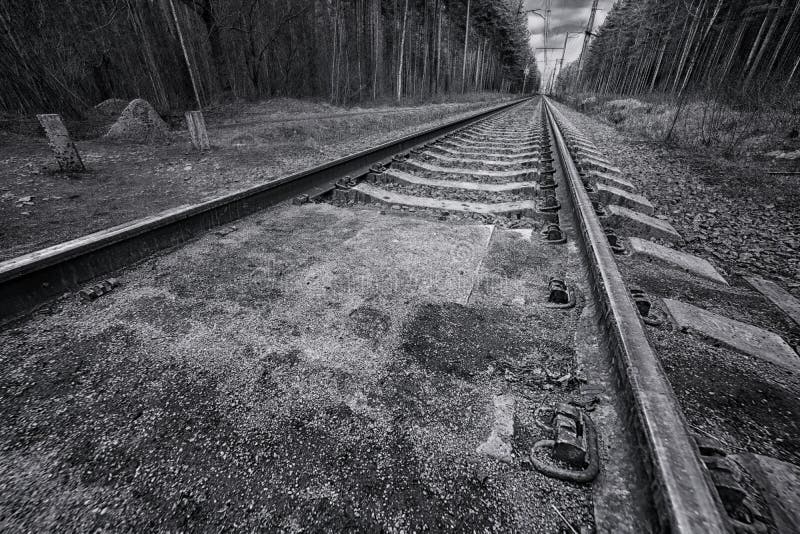 Long rails wide angle view stock image. Image of line - 184264967