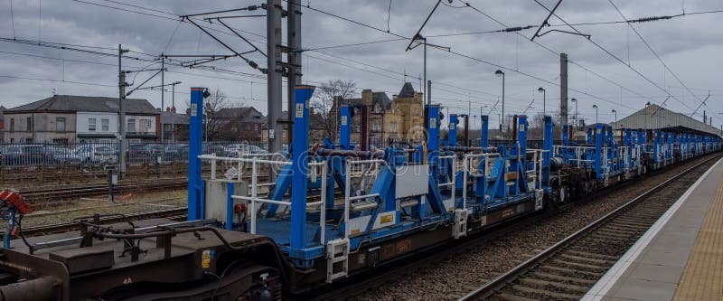 A Long Railway Engineering Train Stock Image - Image of railway, rail ...