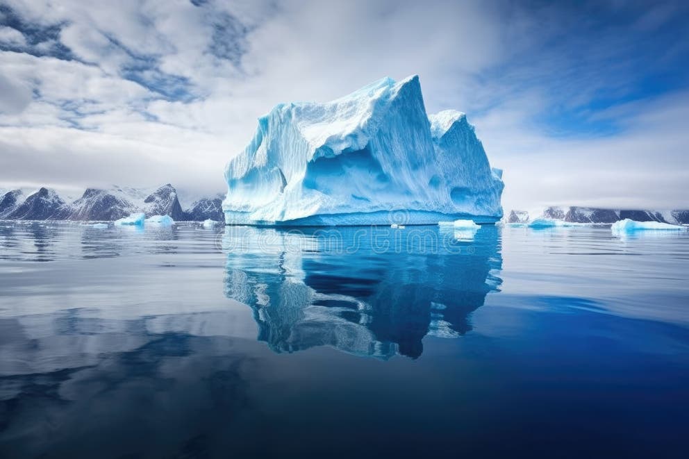 Long Range View of Massive Isolated Iceberg Stock Illustration ...