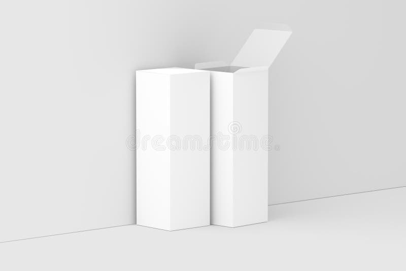 Long Rectangle Box White Blank Mockup Stock Illustration - Illustration ...