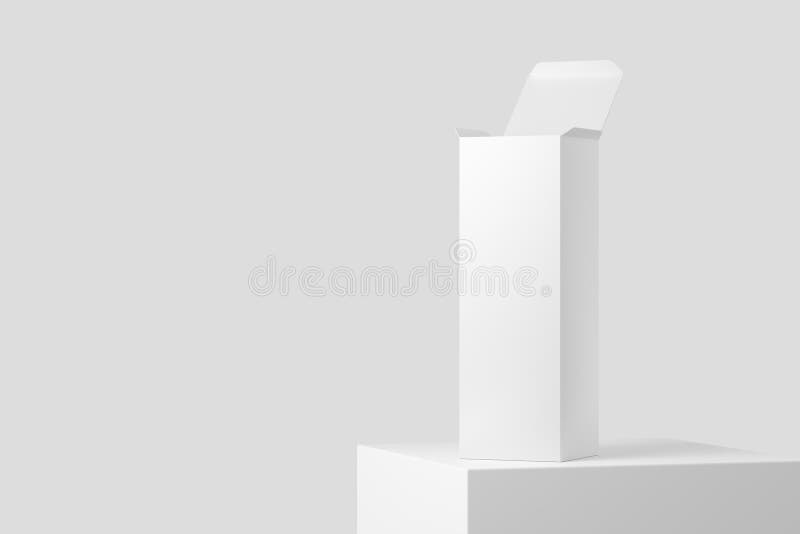 Long Rectangle Box White Blank Mockup Stock Illustration - Illustration ...