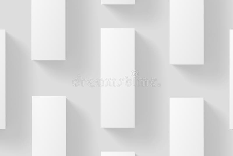 Long Rectangle Box White Blank Mockup Stock Illustration - Illustration ...
