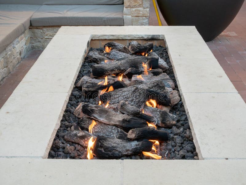 Long, Rectangular Fire Pit Sitting in Open Air Plaza Stock Image ...