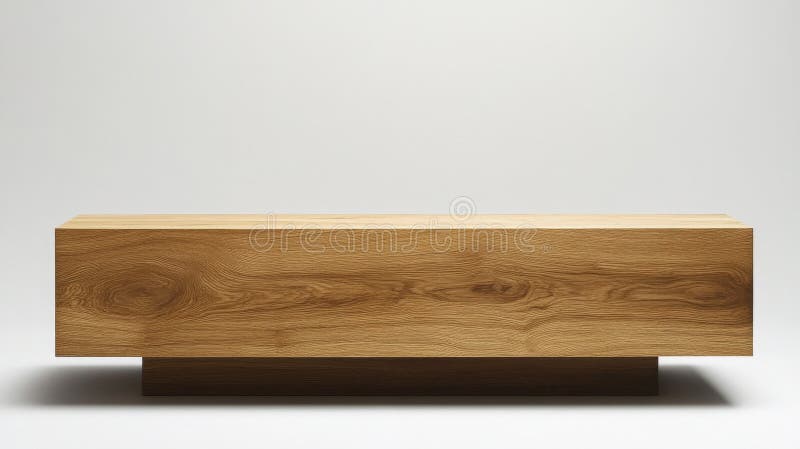 Long Rectangular Light Brown Wooden Bench on White Background Stock ...