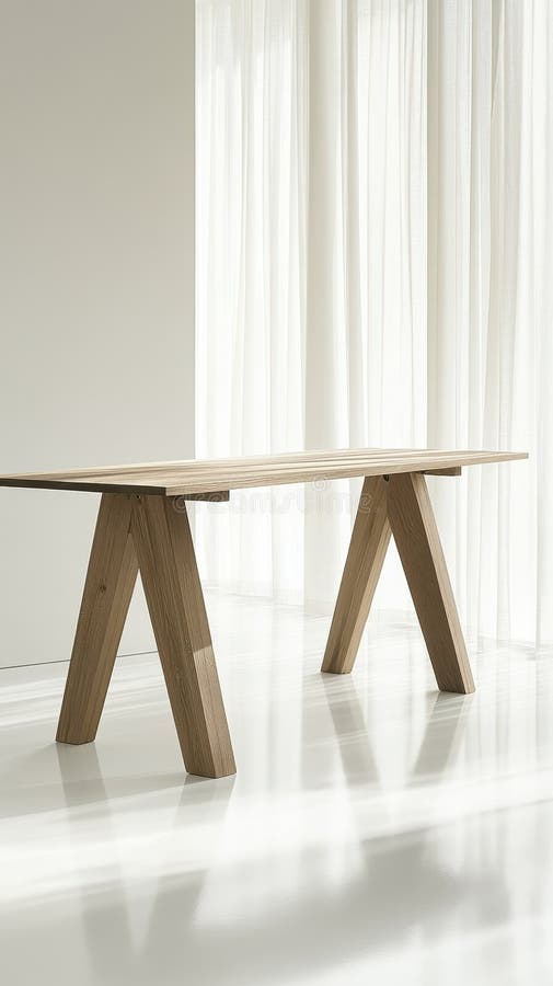 Modern Wooden Dining Table with a Frame Base Design Stock Illustration ...