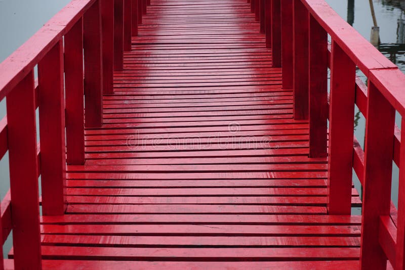 Long Red Bridge Samut Sakhon Thailand Stock Image - Image of point ...