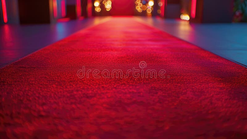 Long Red Carpet Lit Up at Night Stock Image - Image of illumination ...