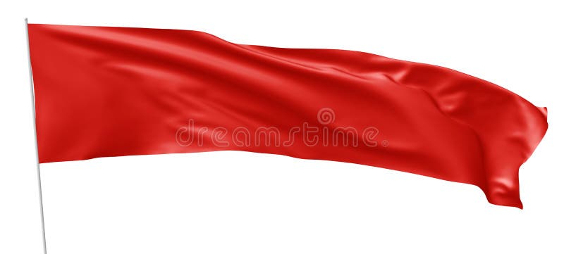Long Red Flag with Flagpole Waving in Wind Stock Illustration ...
