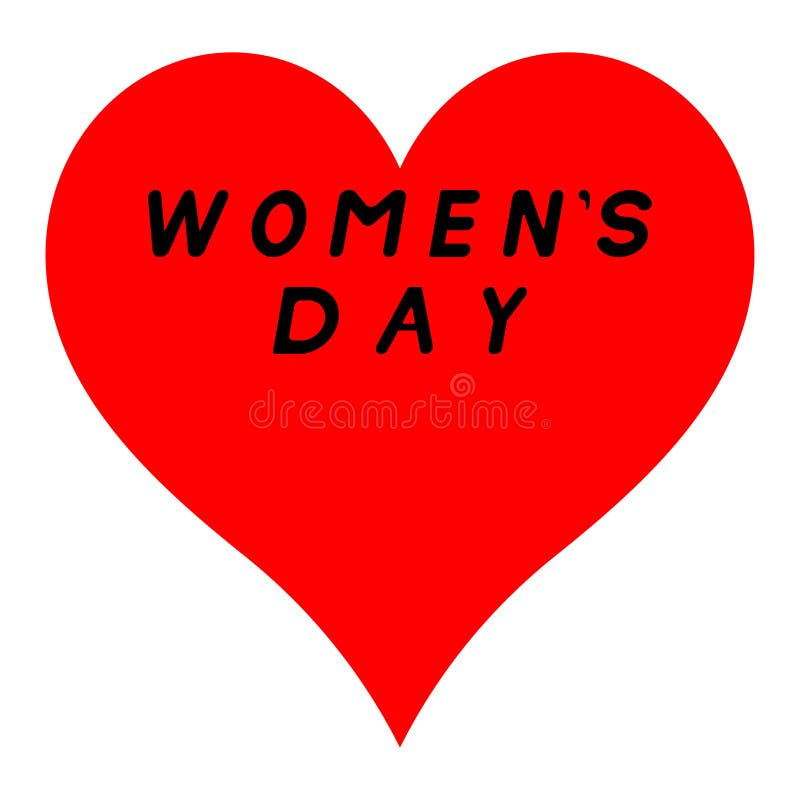 Long Red Heart for Womens Day with Black Path and a Black Fill Caption ...