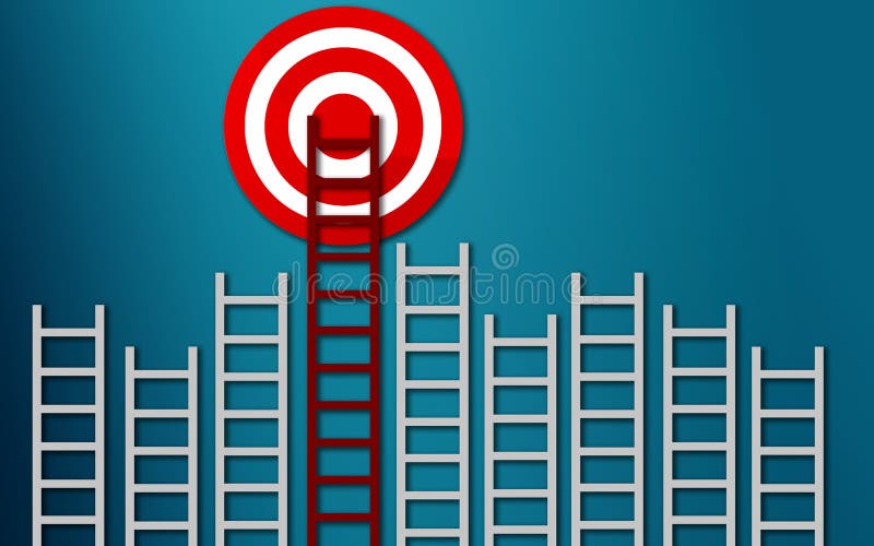 Long Red Ladder To Goal Target Business Concept Stock Illustration ...