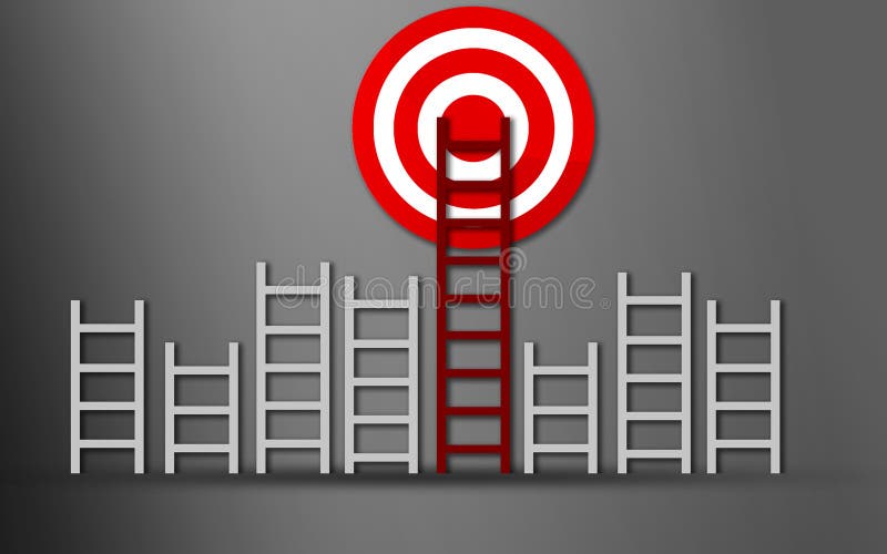 Long Red Ladder To Goal Target Business Concept Stock Illustration ...