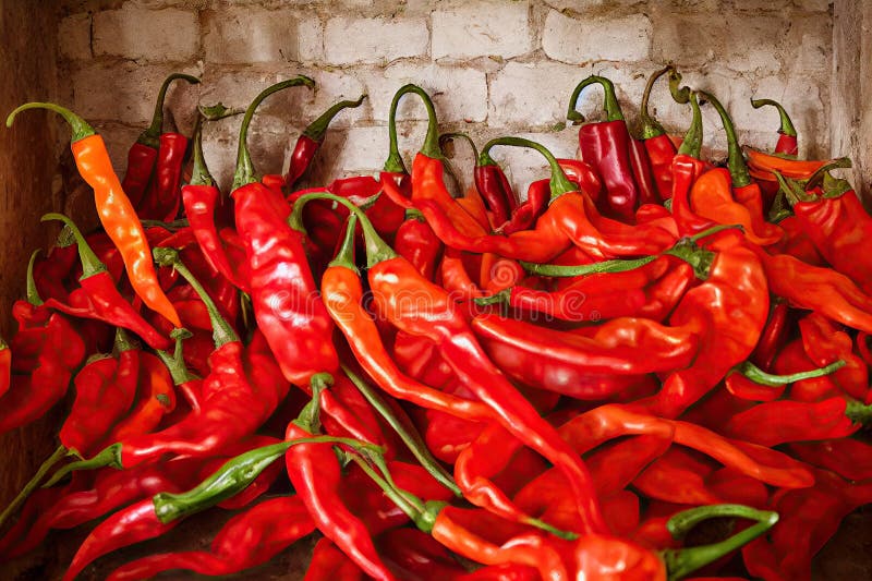 Long Red Pepper Hanging Pods for Making Delicious Spices Stock ...