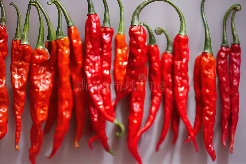 Long Red Pepper Hanging Pods for Making Delicious Spices Stock ...