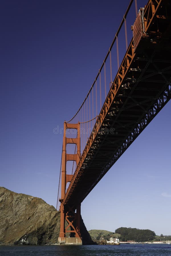 Long Red Span of Golden Gate Bridge Stock Photo - Image of nature ...