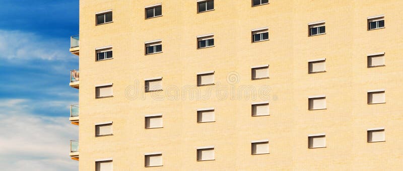 Long Residential Building with a Repeat in Brick Wall Pattern, with ...
