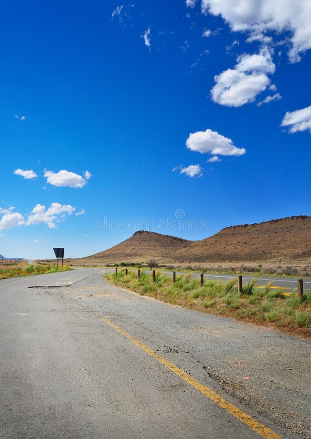 Long Road through African Karoo Land Stock Photo - Image of lane ...
