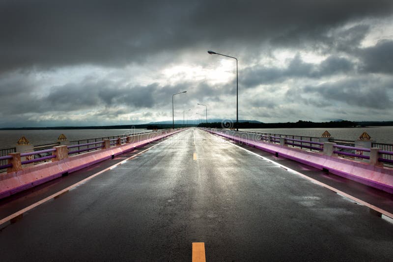 Long road and big lake stock photo. Image of direction - 22128262