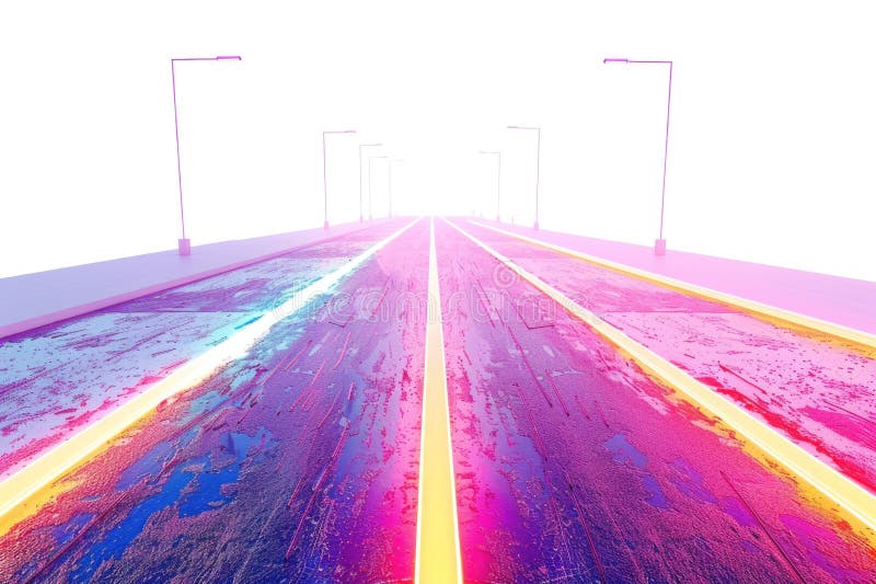 A Long Road with Dim Lights Shining on it. Suitable for Transportation ...