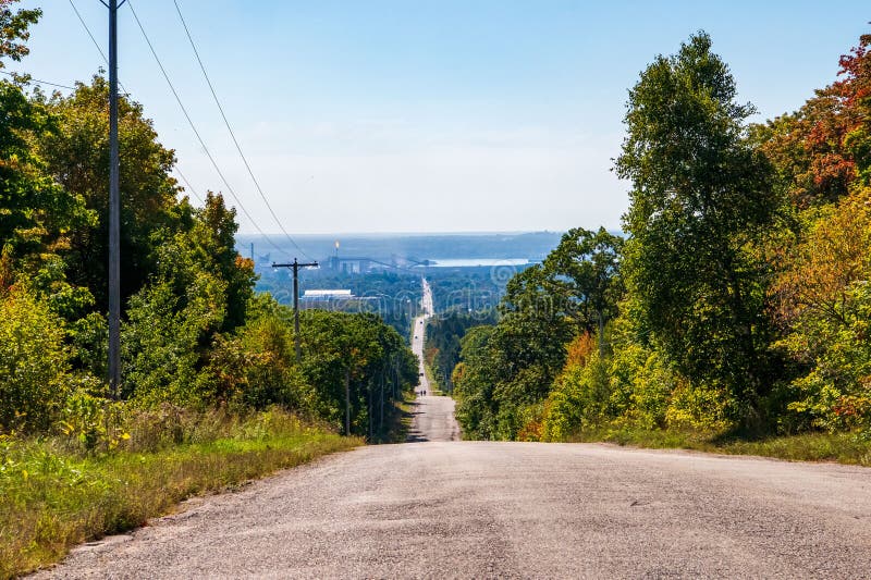 Long Road on a Hill with a View Stock Image - Image of highway, asphalt ...