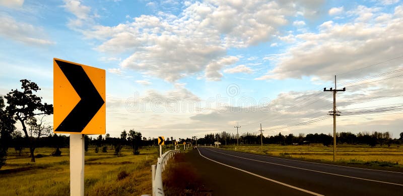 Long Road when Looking Forward Sign Indicating Driver To Know the Path ...