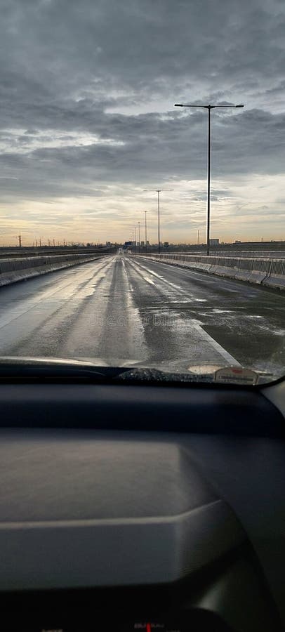 Long Road at Sunset after Raining Day Stock Image - Image of bridge ...