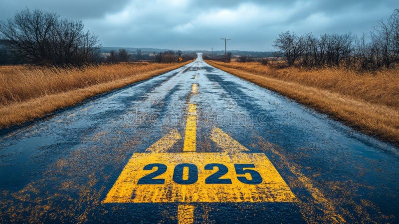 Long Road To 2025 a Journey Towards the Future Stock Image - Image of ...