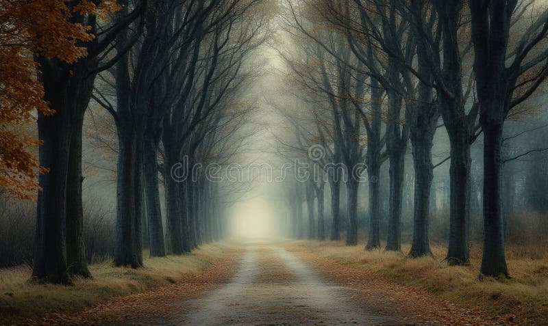 A Long Road with Trees on Both Sides Stock Image - Image of leaf, trees ...