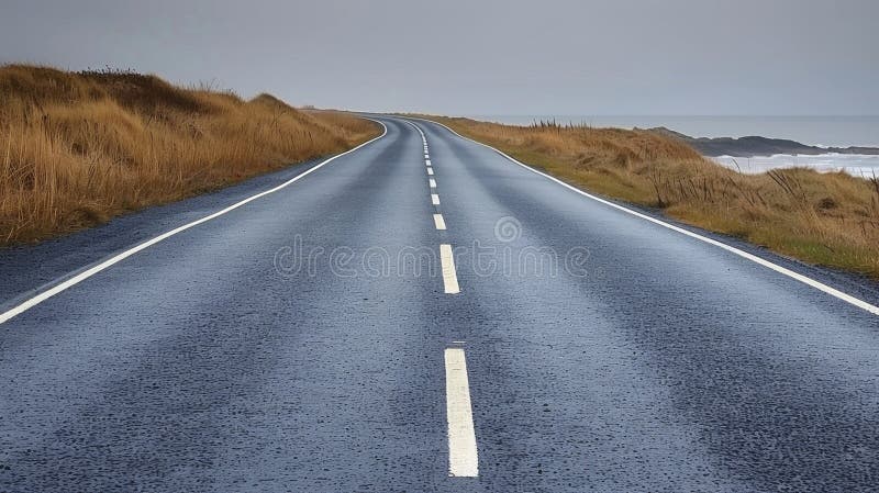 A long road with stock photo. Image of marking, outdoors - 313469574
