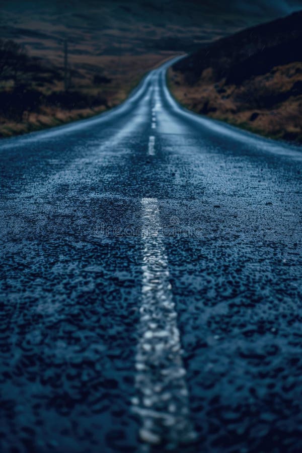 A Long Road with a White Line Down the Middle Stock Image - Image of ...