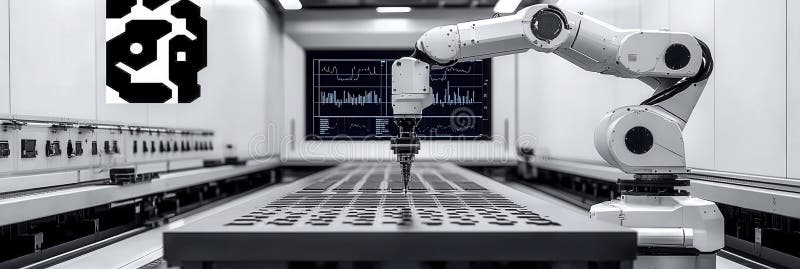 Long Robotic Workspace with Detailed Pattern Layout Stock Illustration ...