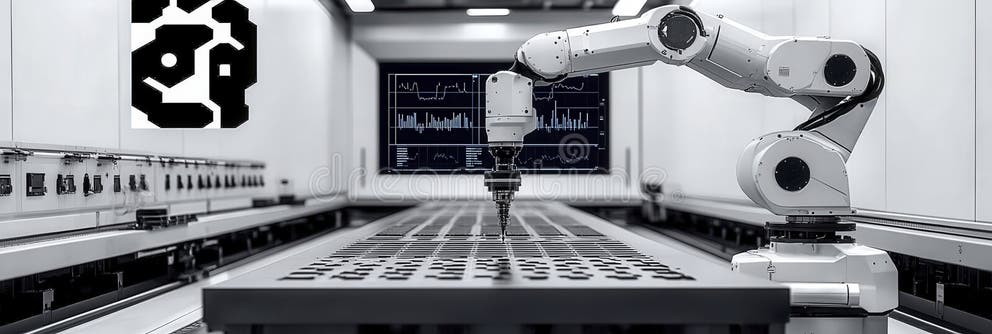 Long Robotic Workspace with Detailed Pattern Layout Stock Illustration ...