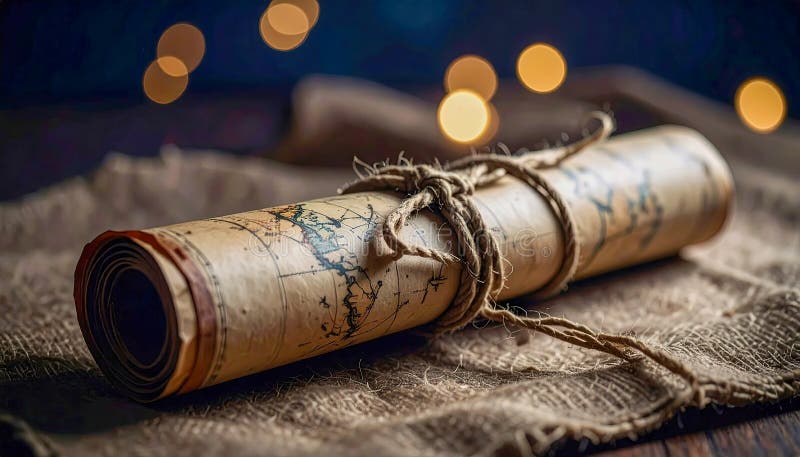 A Long, Rolled Up Map is Tied with a String Stock Illustration ...