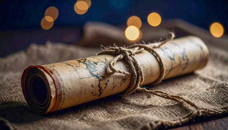 A Long, Rolled Up Map is Tied with a String Stock Illustration ...