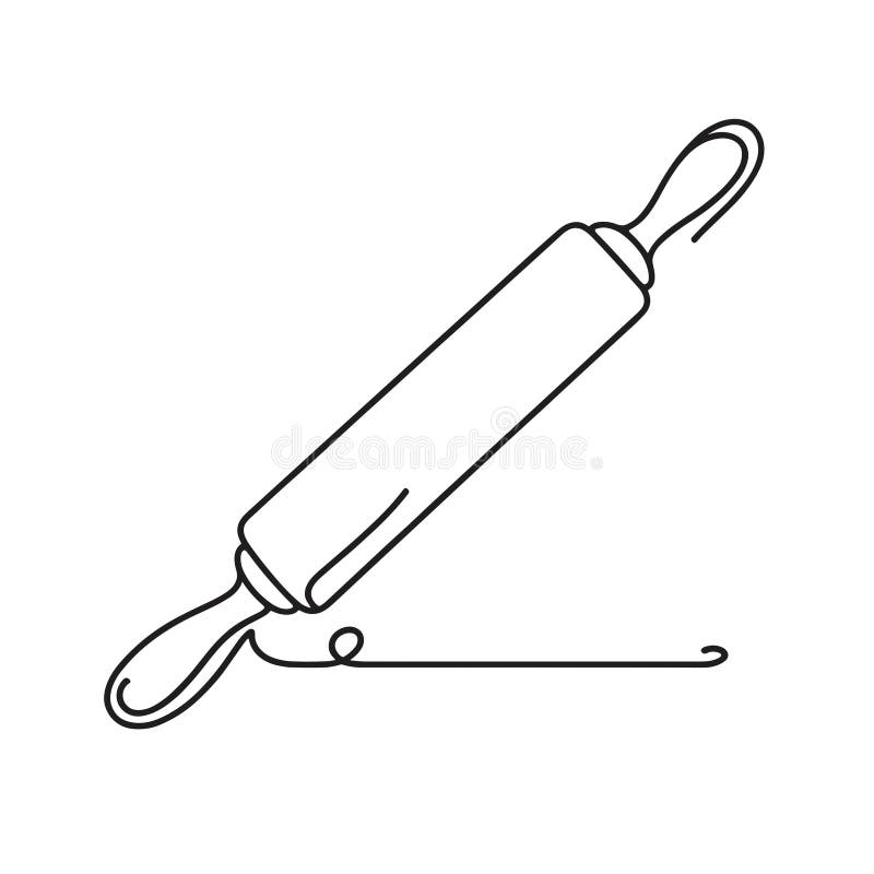 A Long Rolling Pin is Shown in a Black and White Drawing Stock Image ...